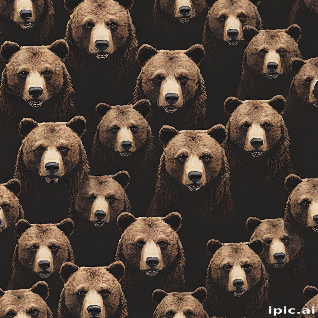 Repeating Pattern of Majestic Bears Against a Dark Background Design