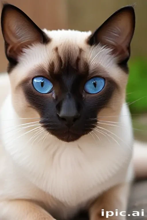Close-Up Portrait of a Beautiful Siamese Cat with Striking Blue Eyes