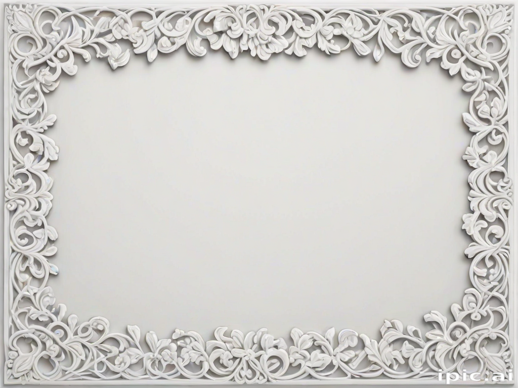 Elegant Ornate White Frame with Intricate Floral Design for Artwork Display