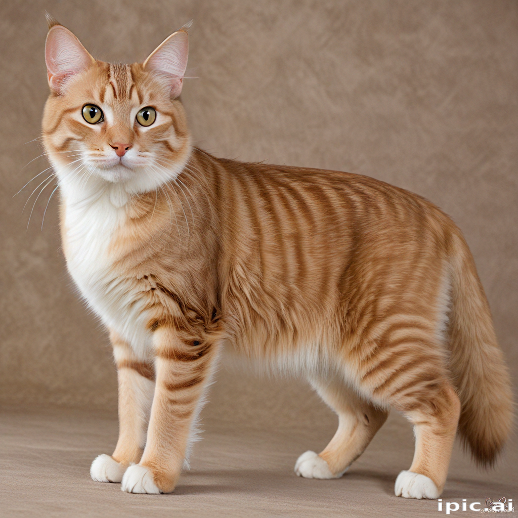A Majestic Orange Tabby Cat Posing Elegantly Against a Neutral Background.