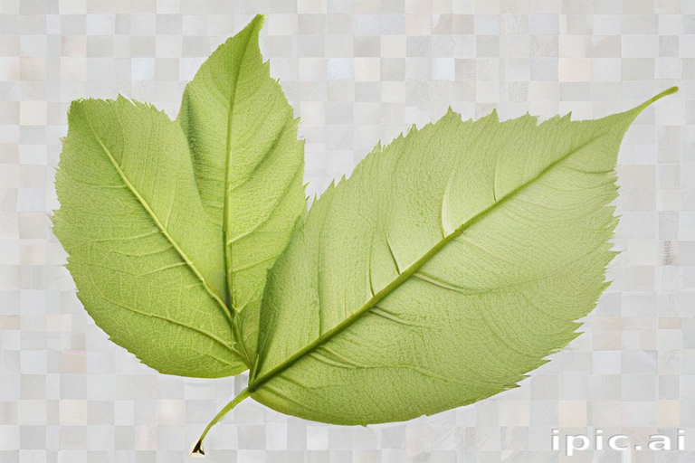 Close-Up View of Two Green Leaves on a Textured Background