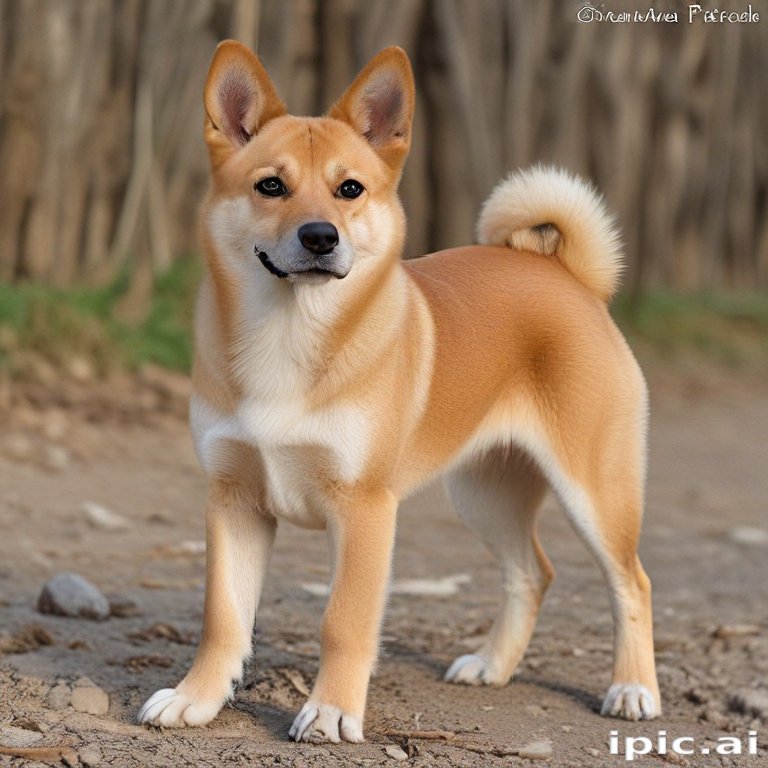 A Playful Shiba Inu Standing Proudly in a Natural Outdoor Setting.