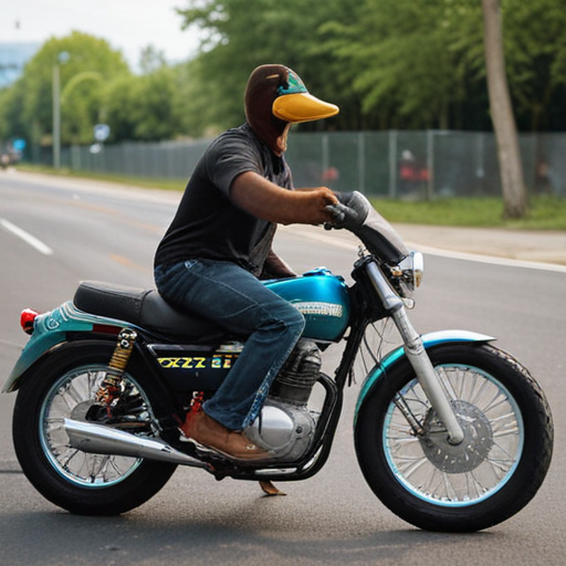 duck on a motorcycle