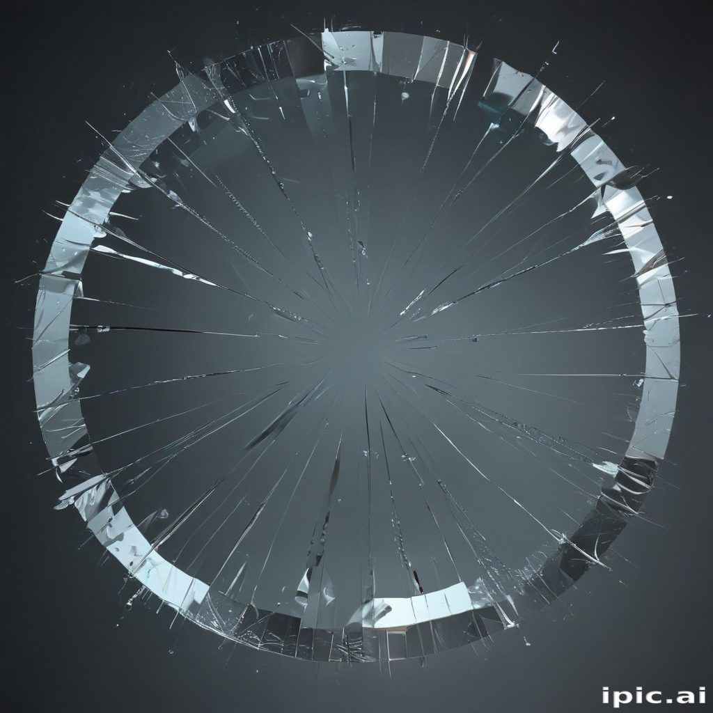 Intricate Shattered Glass Circle with Radiating Fractures Against a ...