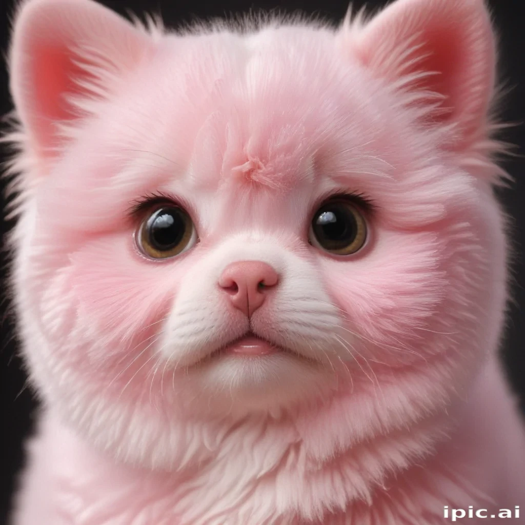 Adorable Pink Fluffy Kitten with Large Eyes and Sweet Expression