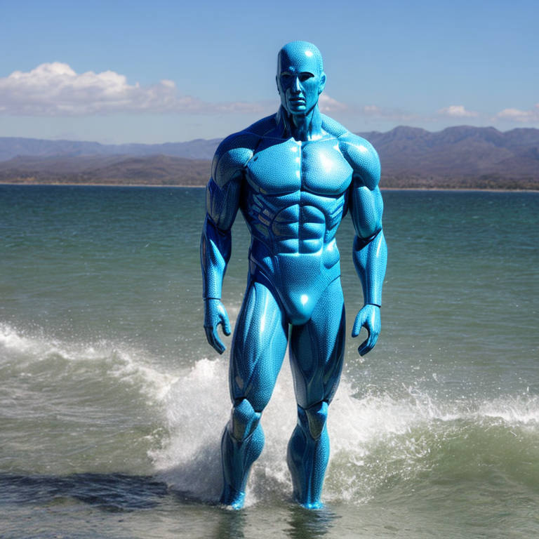 man figure made of water man water, blue