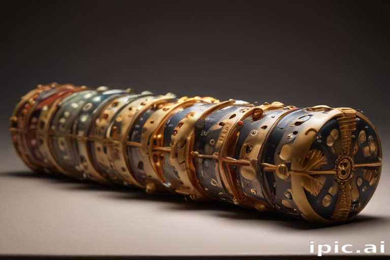 A Decorative and Intricately Designed Cylinder with Colorful Circular ...