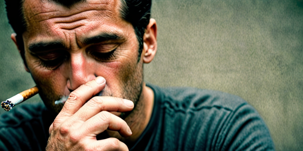 Sad man smoking