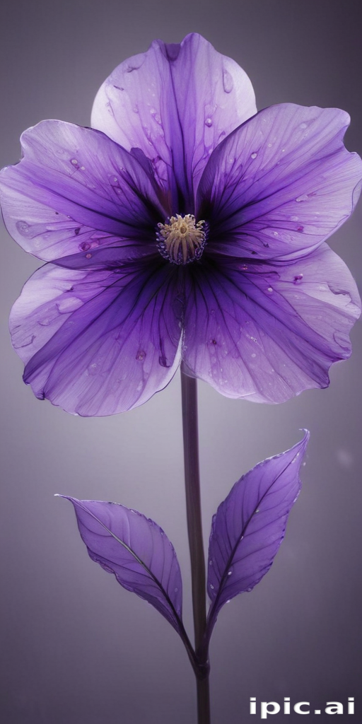 Beautiful Purple Flower with Delicate Petals and Glistening Water Droplets