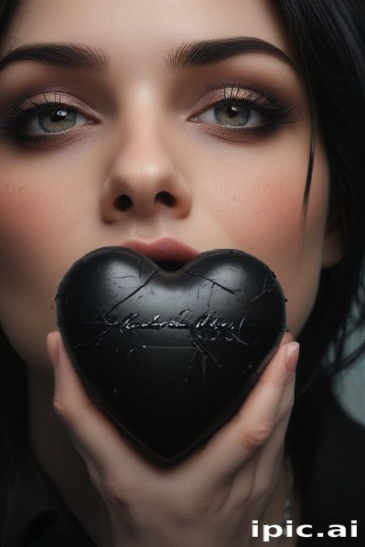 Embracing the Beauty of Darkness: A Woman Holding a Black Heart