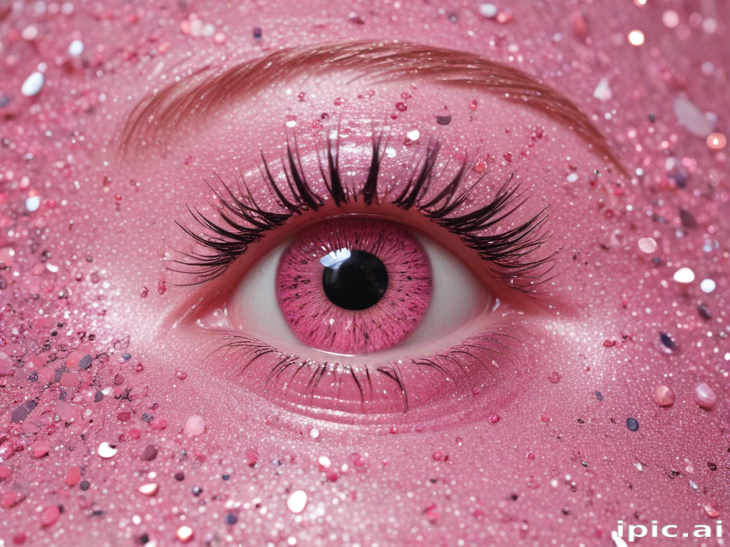 Close-Up of a Stunning Eye Surrounded by Sparkling Pink Glitter