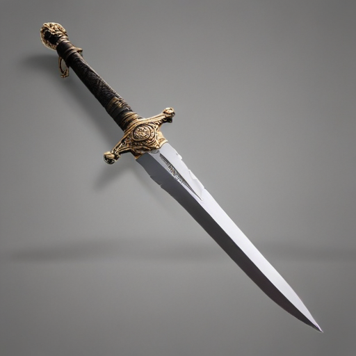 Intricately Designed Sword with Ornate Handle and Gleaming Blade