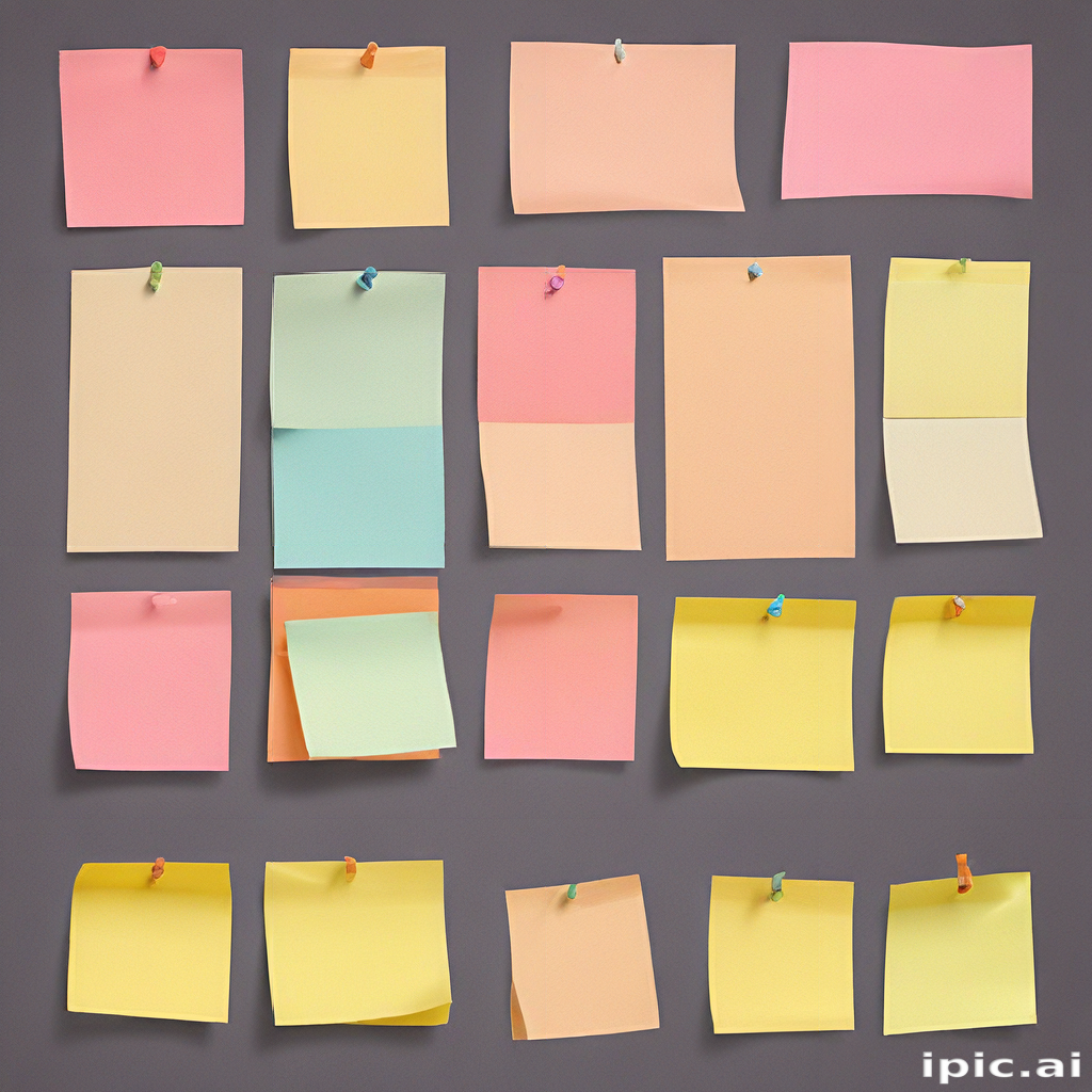 A Colorful Array of Sticky Notes Organized on a Gray Wall.