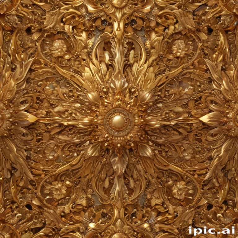 Intricate Golden Ornate Design Featuring Floral Patterns and Decorative ...