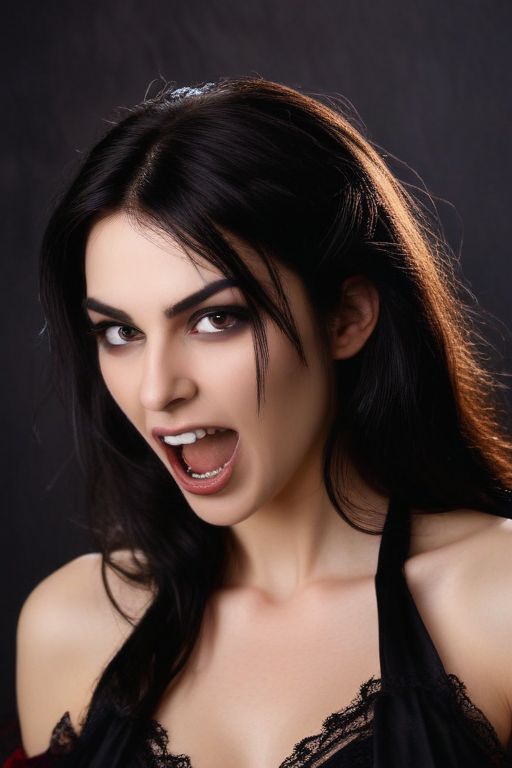 vampire baring her fangs