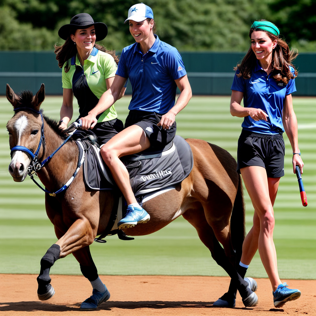 Kate Middleton riding donkey in tenis shorts