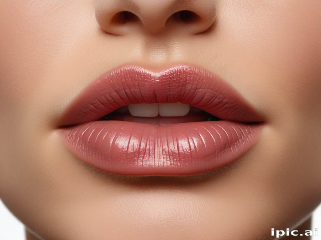Close-Up of Beautifully Defined Lips with Soft Natural Makeup Finish