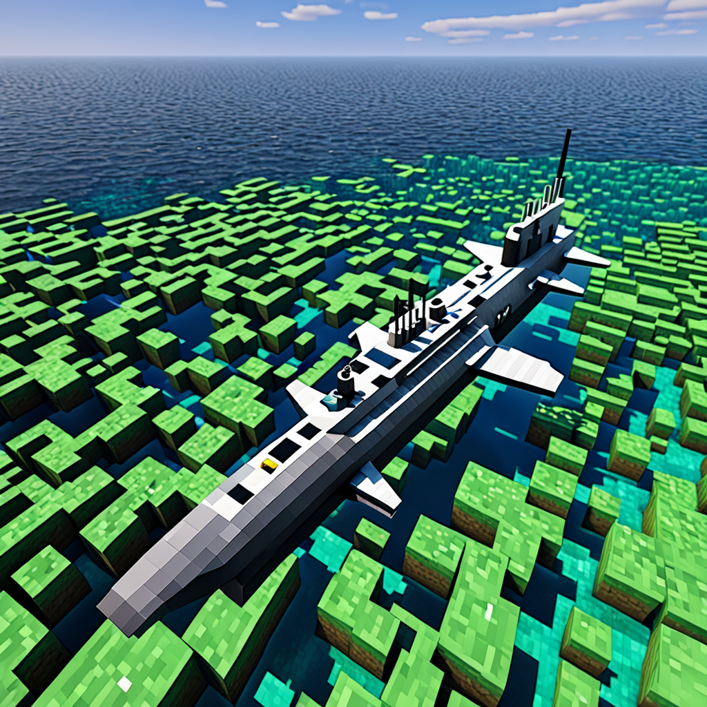 Submarine in minecraft in ocean