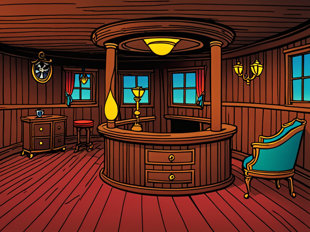 Interior of Captain Hook's state room on the pirate ship from the ...