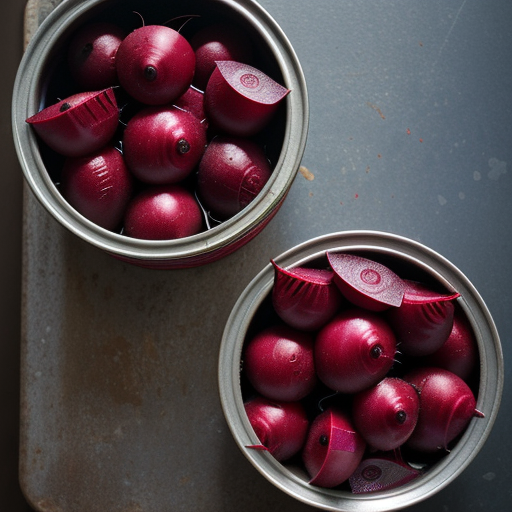 Vibrant Red Decorative Orbs Stored Neatly in Two Metal Containers