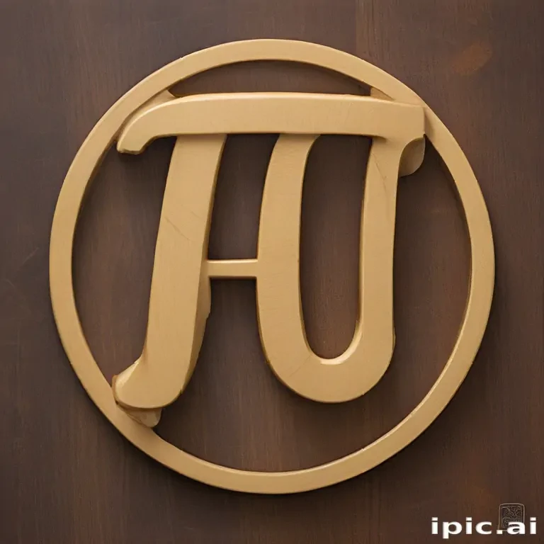 Elegant Wooden Sign Featuring the Mathematical Symbol for Pi in Gold