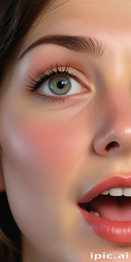 Captivating Close-Up of a Young Woman with Expressive Features and Radiant Skin