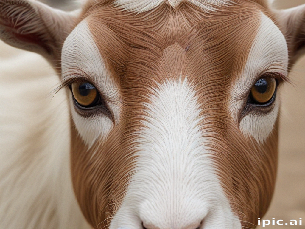 A Close-Up View of a Goat's Face Showcasing Its Unique Features.