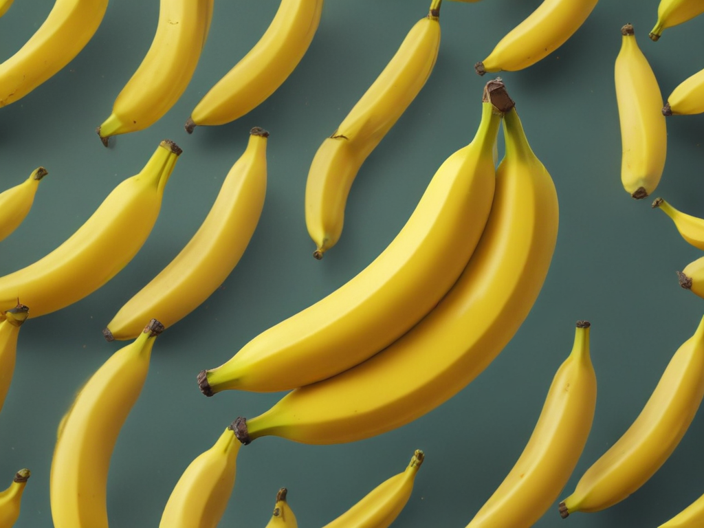 Vibrant Bunches of Fresh Bananas Spread Across a Green Background