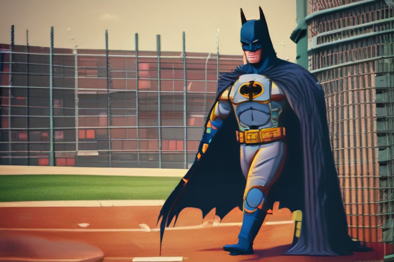 Batman playing baseball