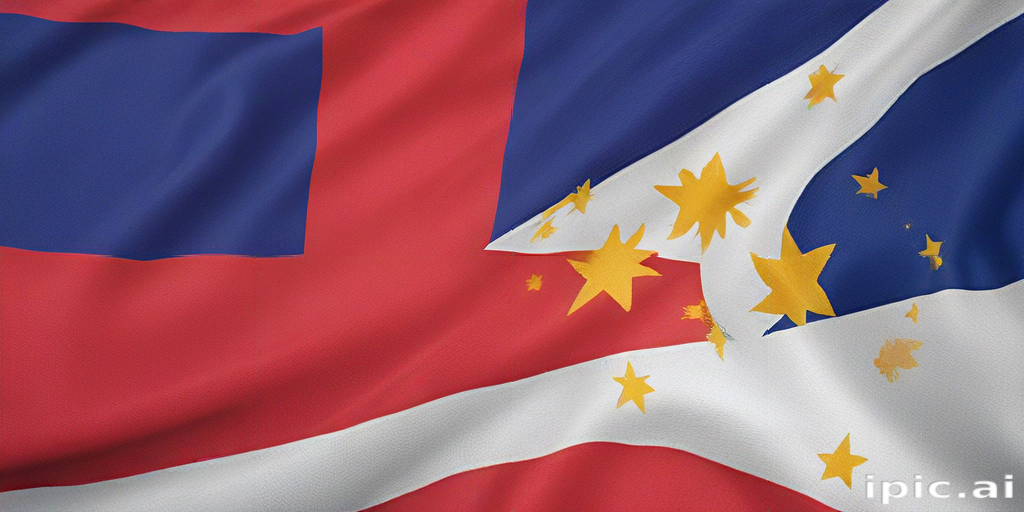 Vibrant Flags of Two Nations Intertwined in a Unique Design