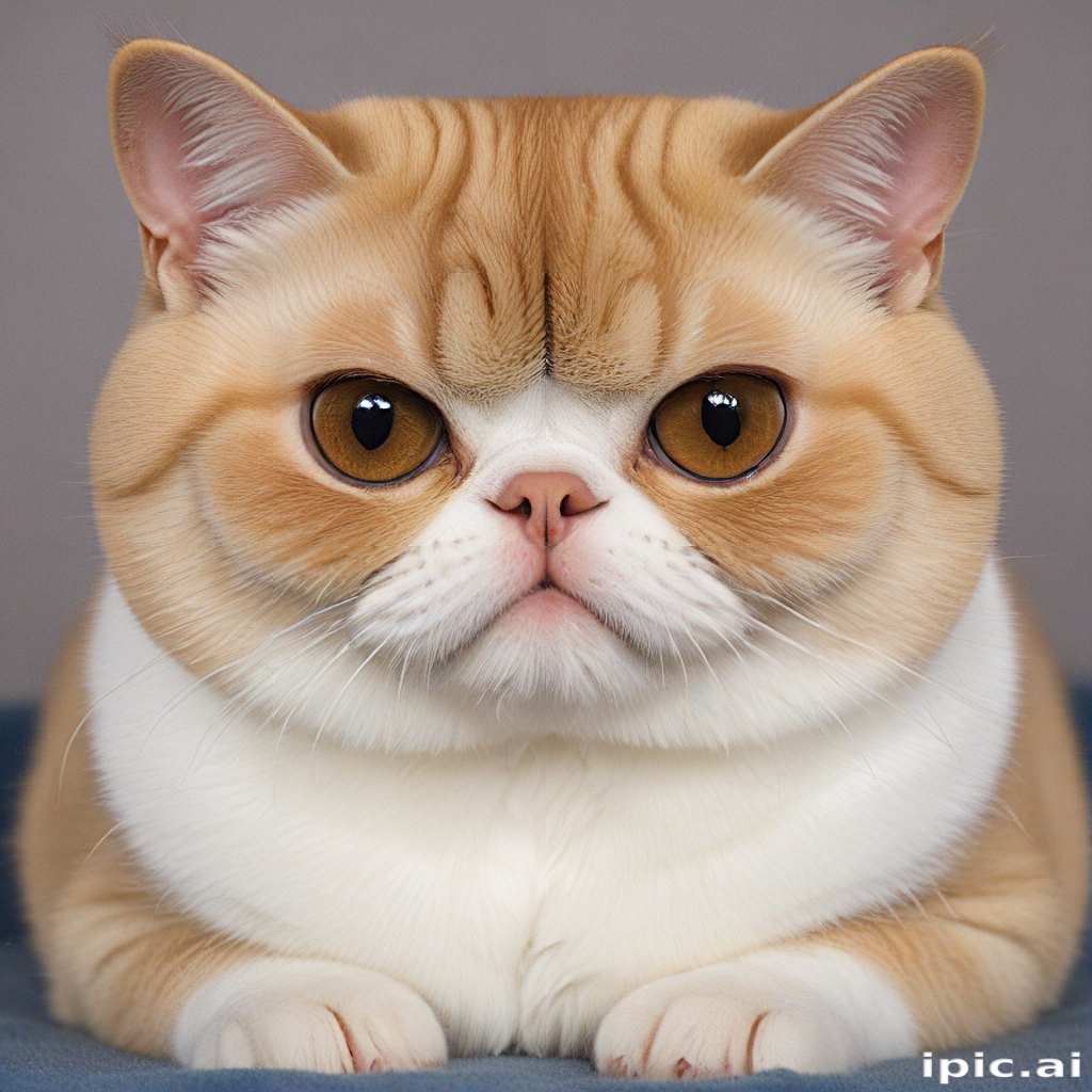 A Cute and Fluffy Cat with Large Eyes Sitting in Calm Pose