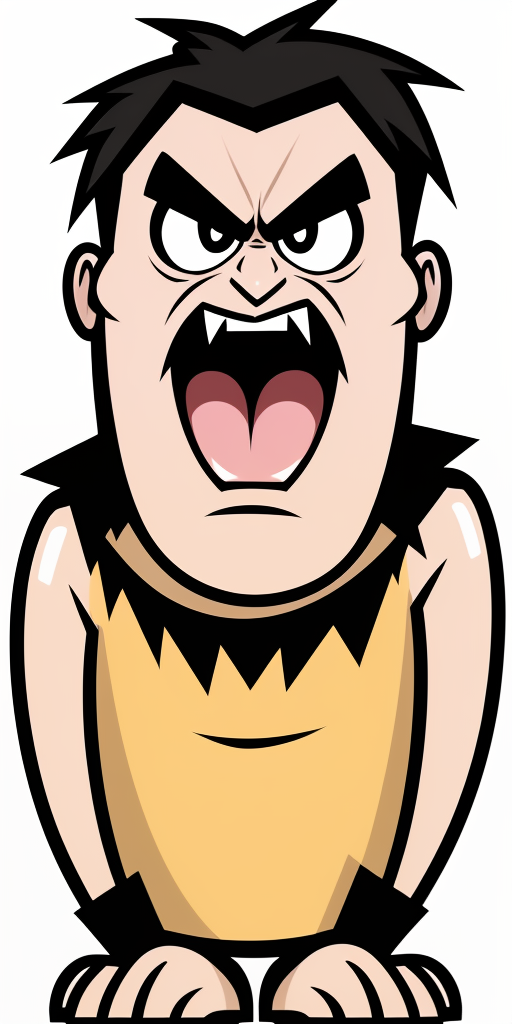 Furious Cartoon Character Expressing Anger with a Bold, Fierce Expression
