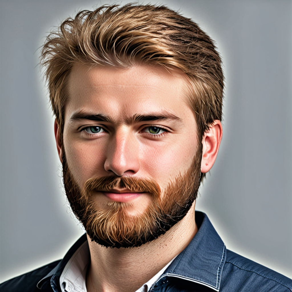 few strokes of a tall man with short hair, long long beard software ...