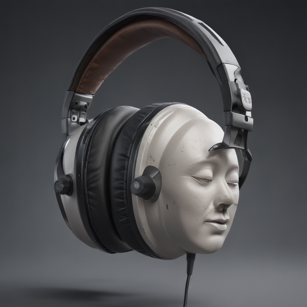 Futuristic Headphones Featuring a Sculpted Face for Unique Audio Experience