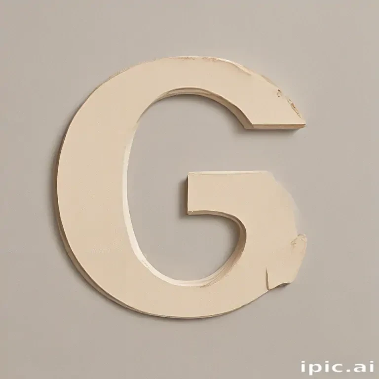 A Large, Textured, Off-White Letter 'G' on a Neutral Background.