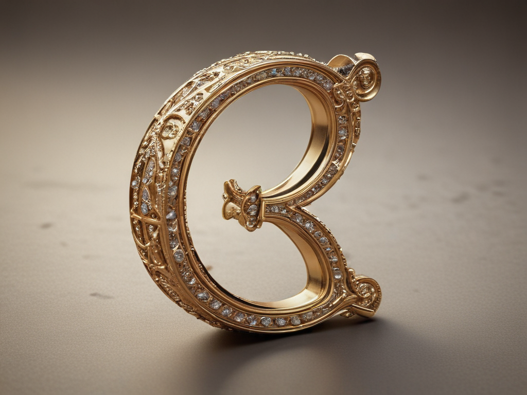 Elegant Gold Letter 'B' Adorned with Sparkling Crystals and Intricate ...