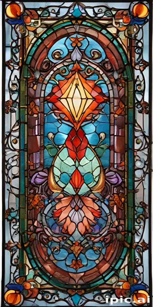 Colorful Stained Glass Window Featuring Elegant Floral and Geometric ...