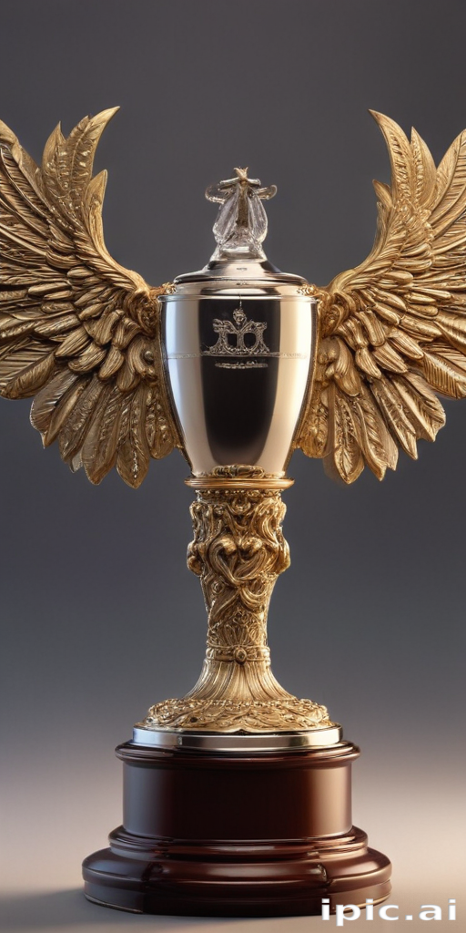 Exquisite Golden Trophy with Majestic Wings and Intricate Detailing ...