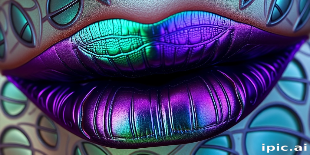 Vibrant and Iridescent Lips with Intricate Patterns and Textures