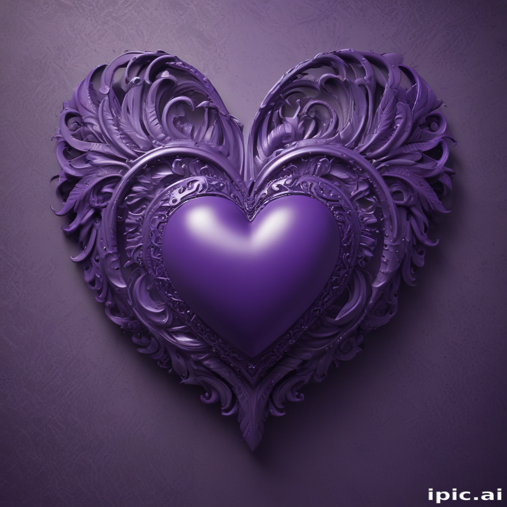 Intricately Designed Purple Heart with Ornate Floral Patterns and Textures