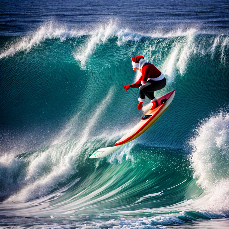 Santa surfing