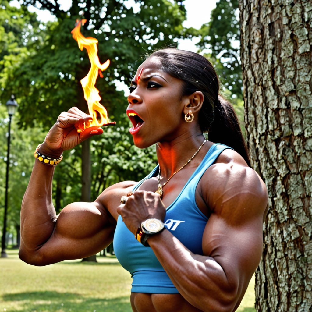 A muscular female black indian bodybuilder schoolgirl puts fire in her ...
