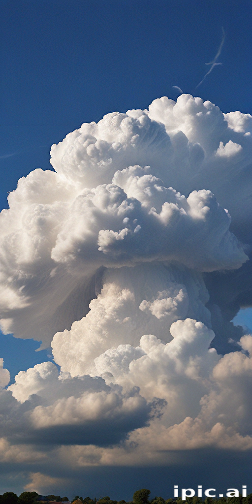 Majestic Towering Clouds Forming a Dramatic Sky with Vibrant Blue Background