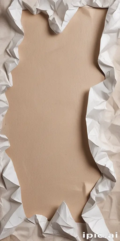 Crumpled White Paper Framing a Smooth Beige Background in Artistic ...