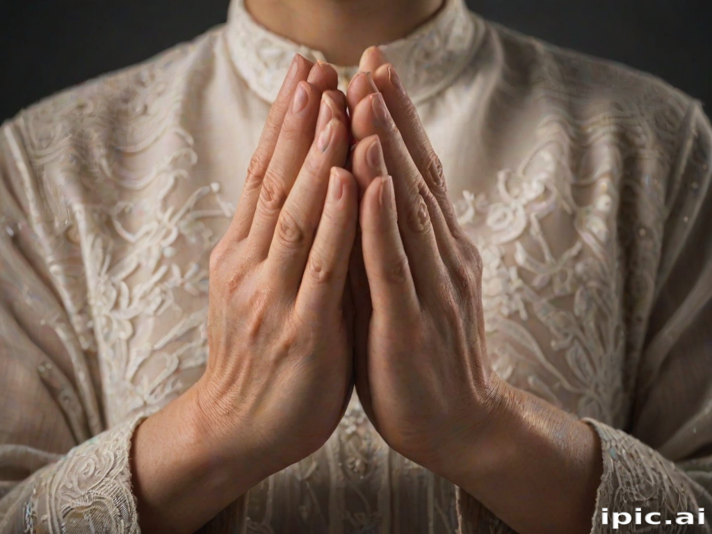 Delicate Hands in Prayer Pose, Symbolizing Peace and Spiritual Connection