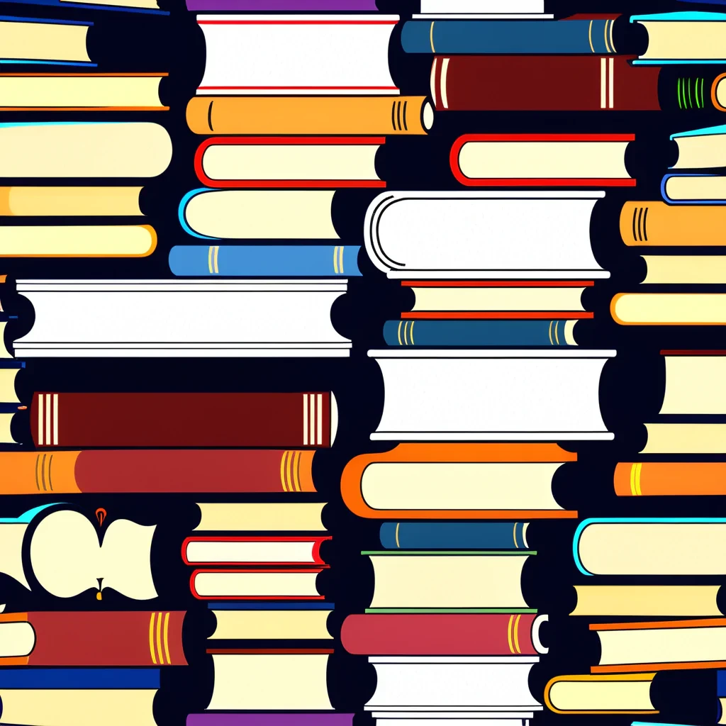 A Colorful Array of Books Stacked Together in a Creative Pattern.
