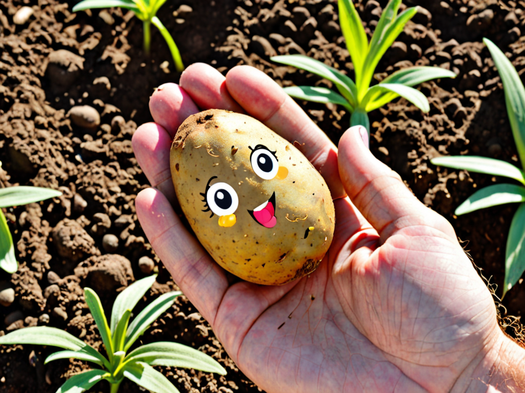 imagine a cute potato getting out of the dirt for the first time