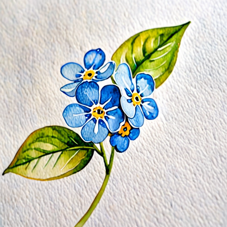 forget-me-not, watercolor drawing, simple pale colors