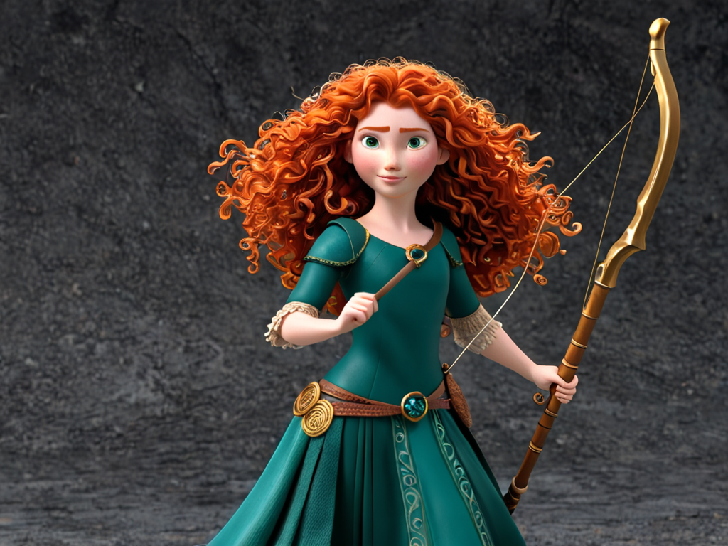 Generate a detailed and colorful image of full Merida from Brave in panties