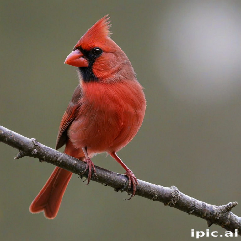 A Vibrant Red Cardinal Perched Gracefully on a Thin Branch.